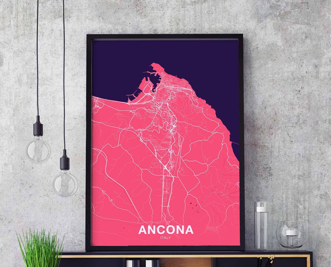 ANCONA Italy Map Poster Color Hometown City Print Modern Home Decor ...