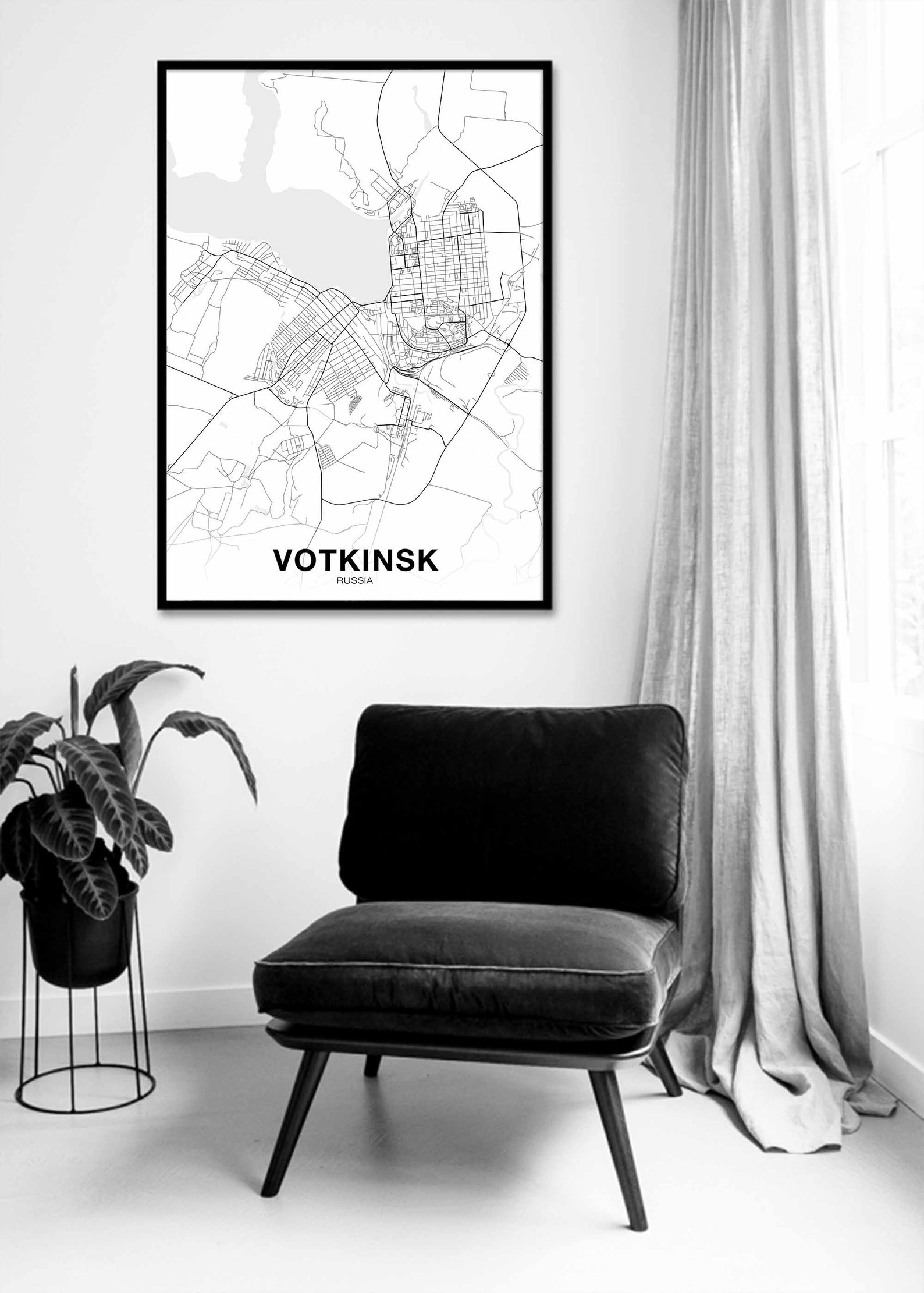 VOTKINSK Russia Map Poster Hometown City Print Modern Home | Etsy