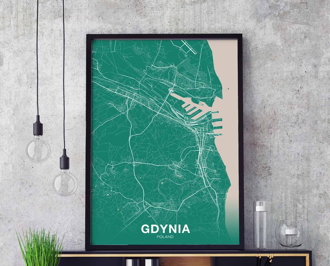 GDYNIA Poland Map Poster Color Hometown City Print Modern Home Decor ...