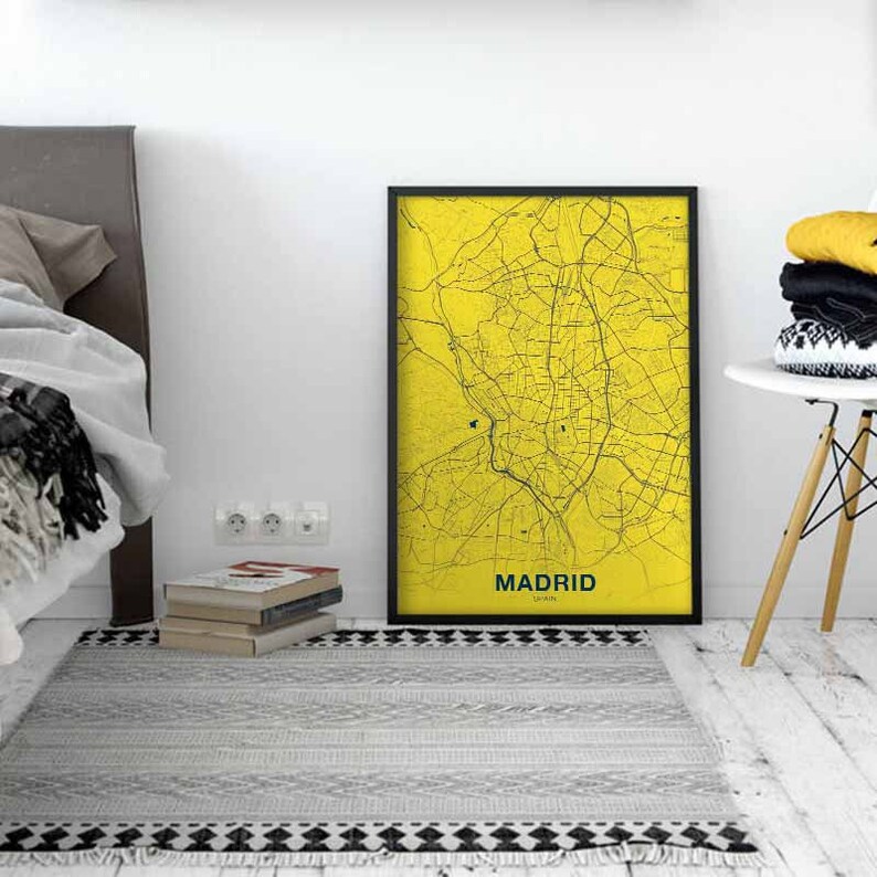 MADRID Spain Map Poster Color Hometown City Print Modern Home Decor ...