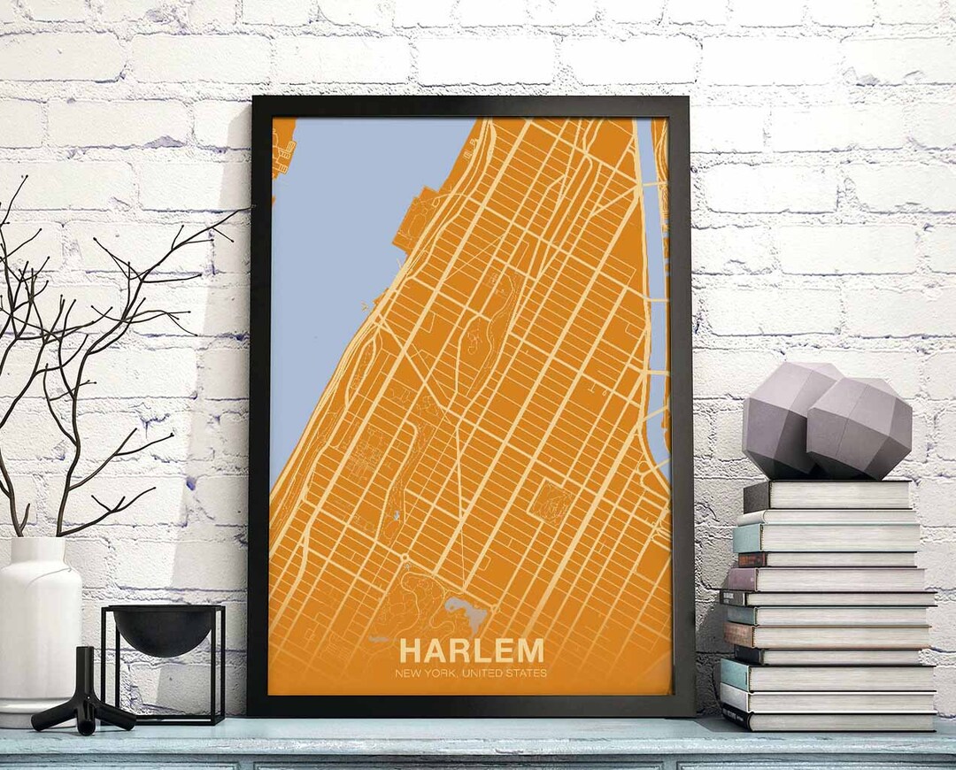 HARLEM New York NYC Usa Borough Map Poster Color Hometown City Print ...
