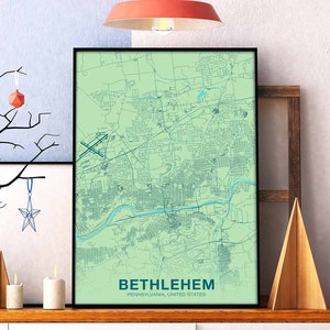 BETHLEHEM Pennsylvania PA USA Poster Color Hometown City Print Modern ...