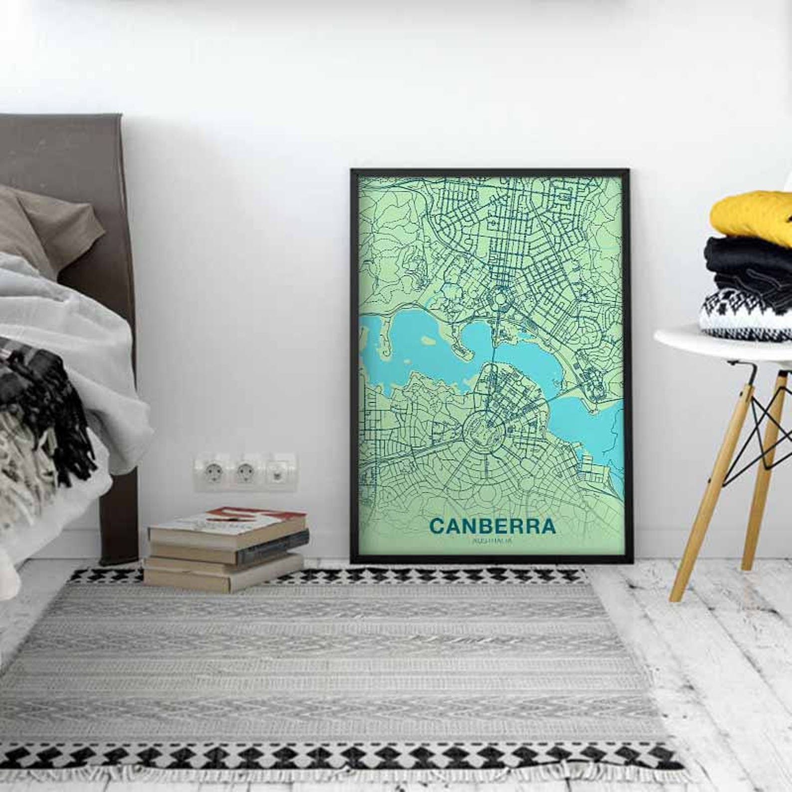 CANBERRA Australia Map Poster Color Hometown City Print Modern Home ...