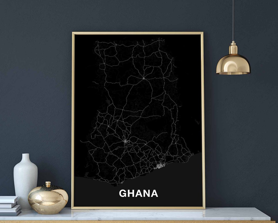 GHANA Map Poster Black White Hometown City Print Modern Home Decor ...