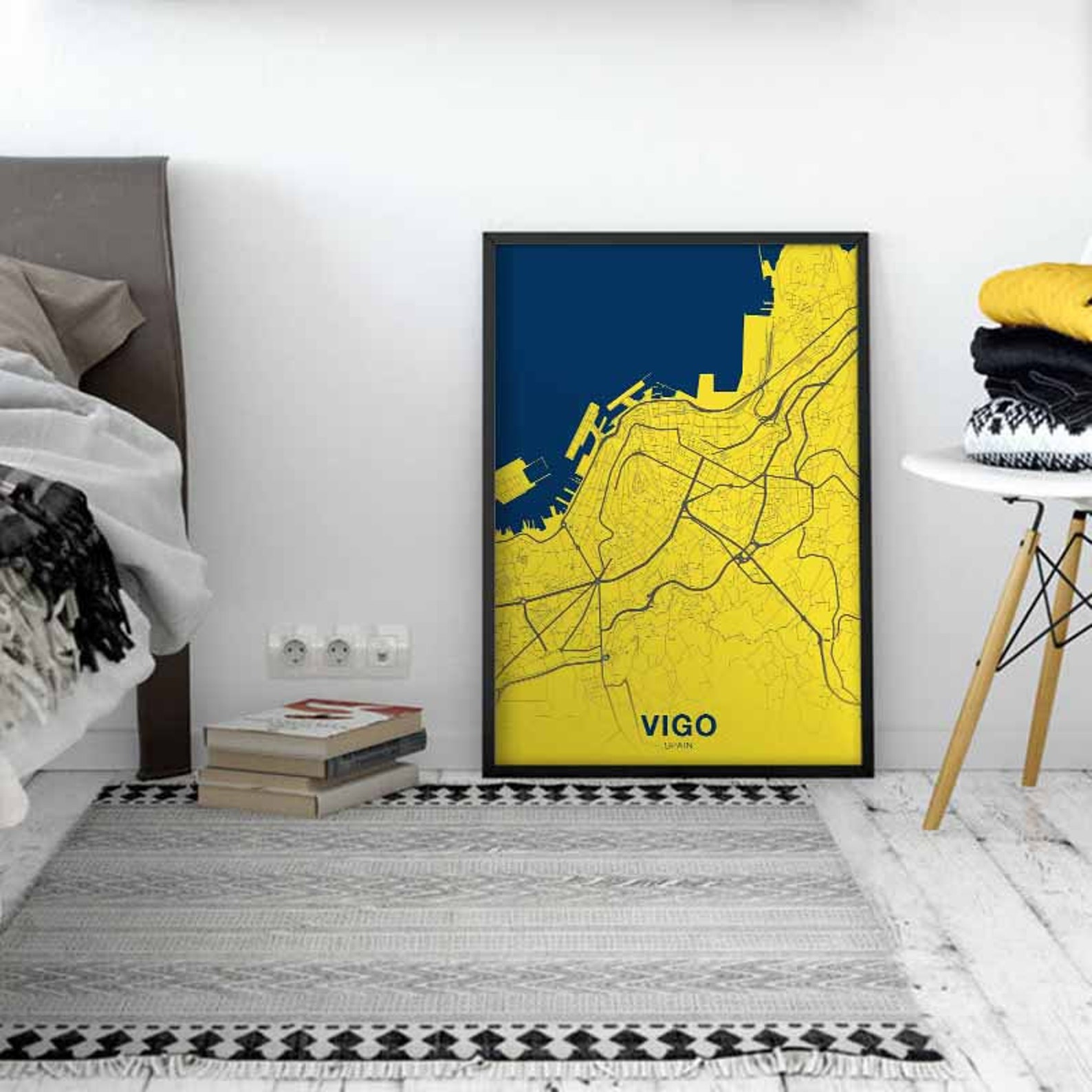 VIGO Spain Map Poster Color Hometown City Print Modern Home - Etsy