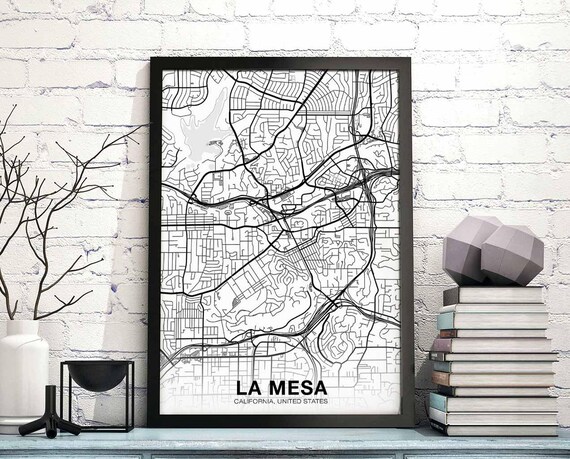 LA MESA California CA Usa Map Poster Black White Hometown City - Etsy