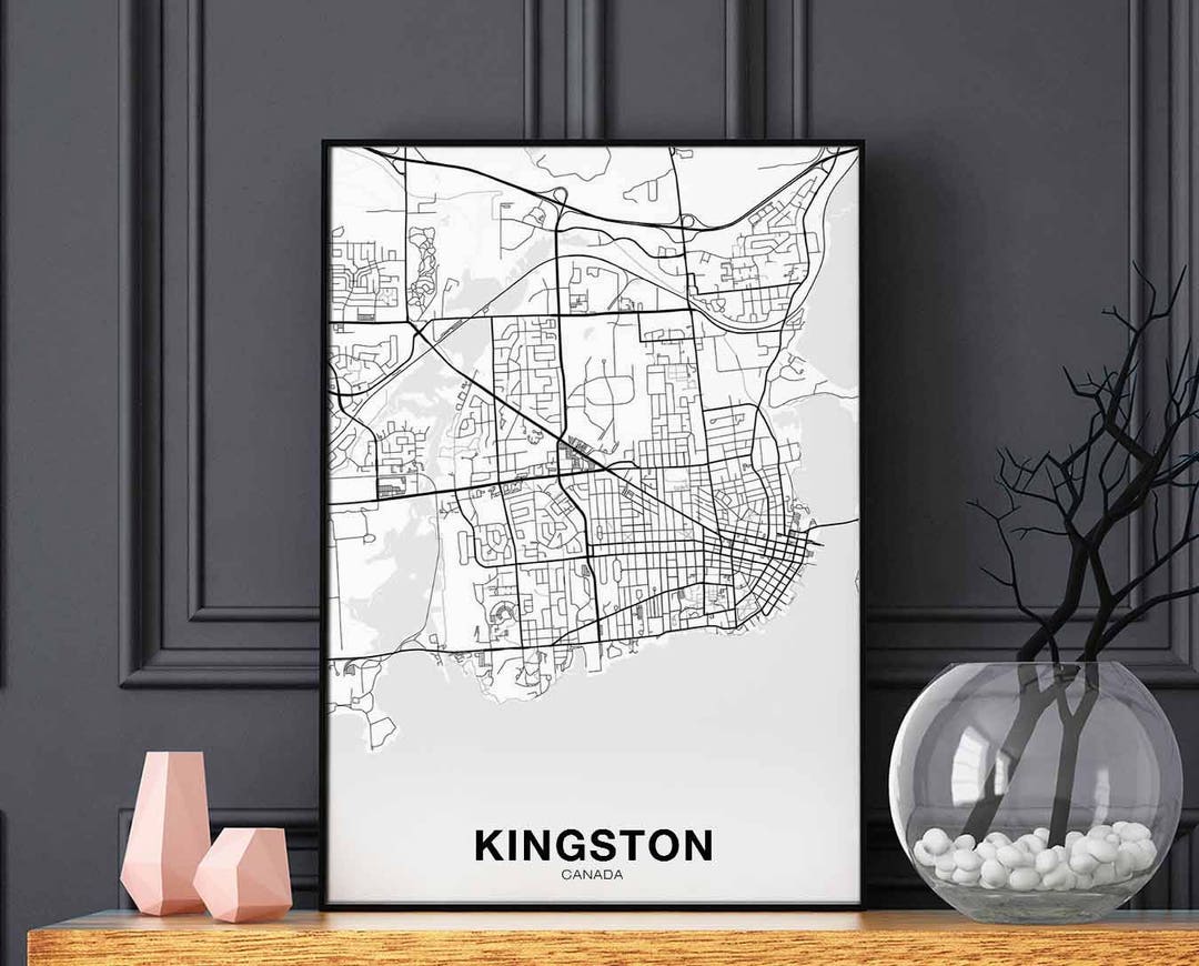 KINGSTON Canada Map Poster Hometown City Print Modern Home Decor Office ...