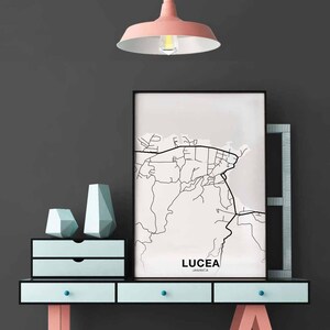 LUCEA Jamaica Map Poster Black White Hometown City Print Modern Home ...