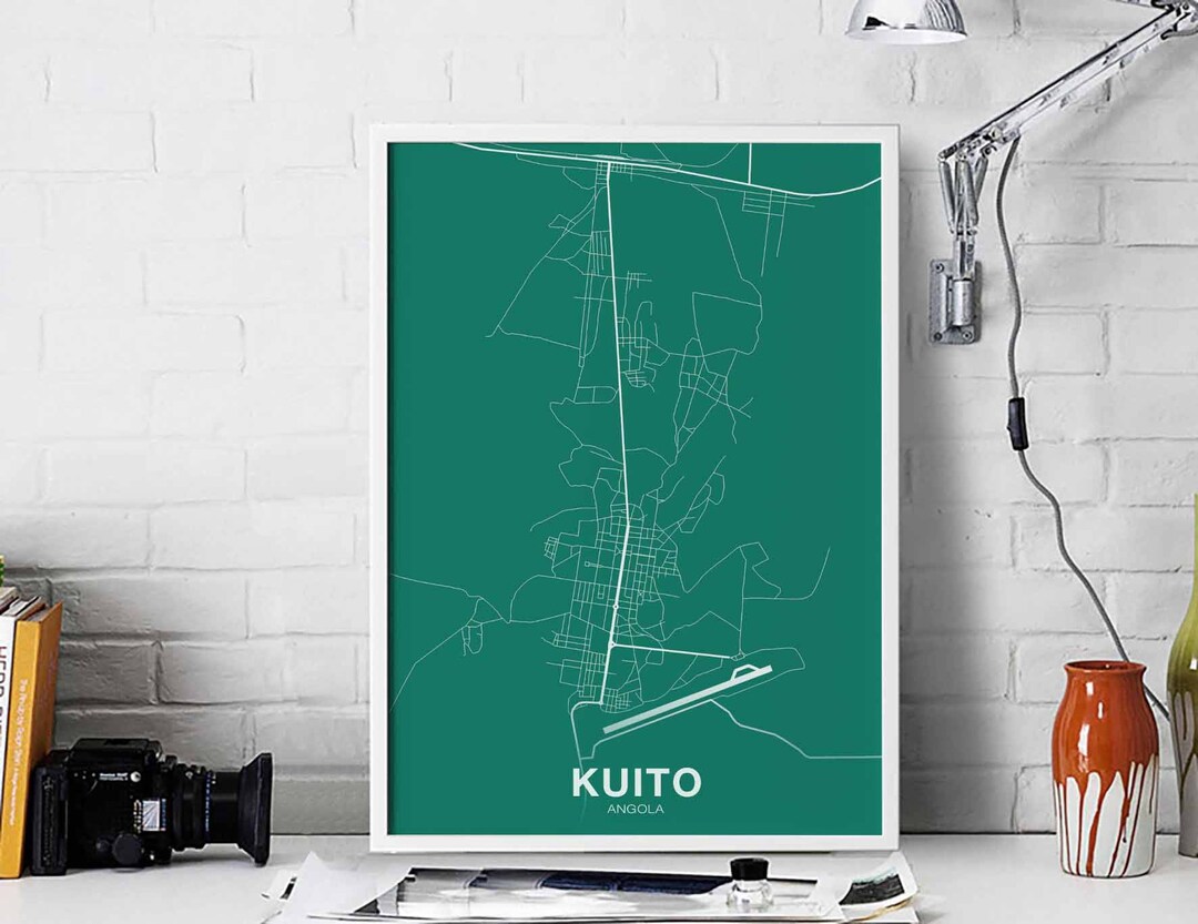 KUITO Angola Map Poster Color Hometown City Print Modern Home Decor ...