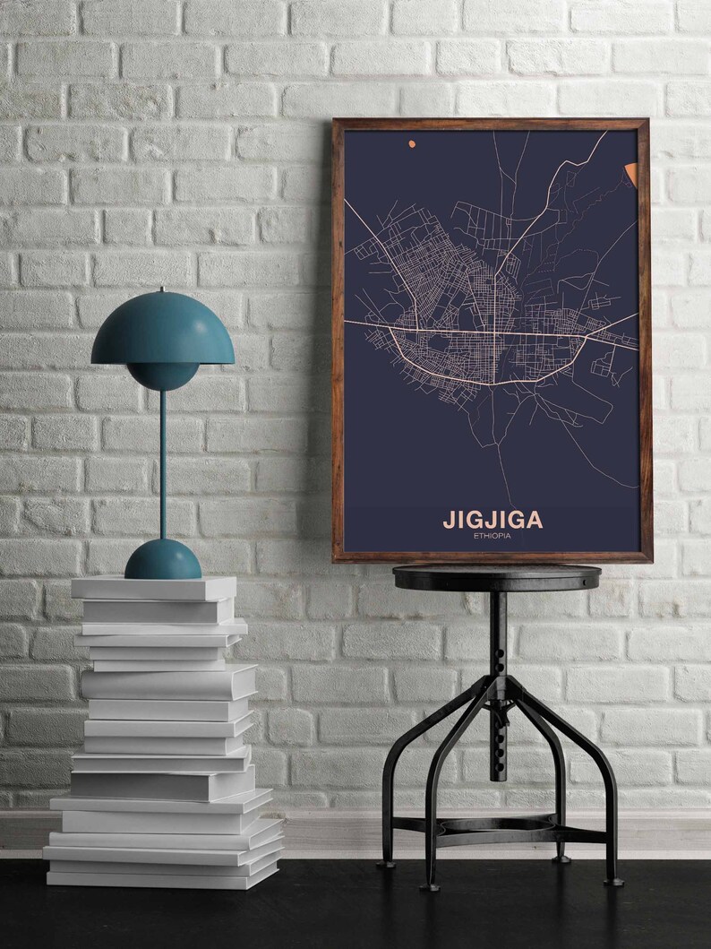 JIGJIGA Ethiopia Map Poster Color Hometown City Print Modern Home Decor ...