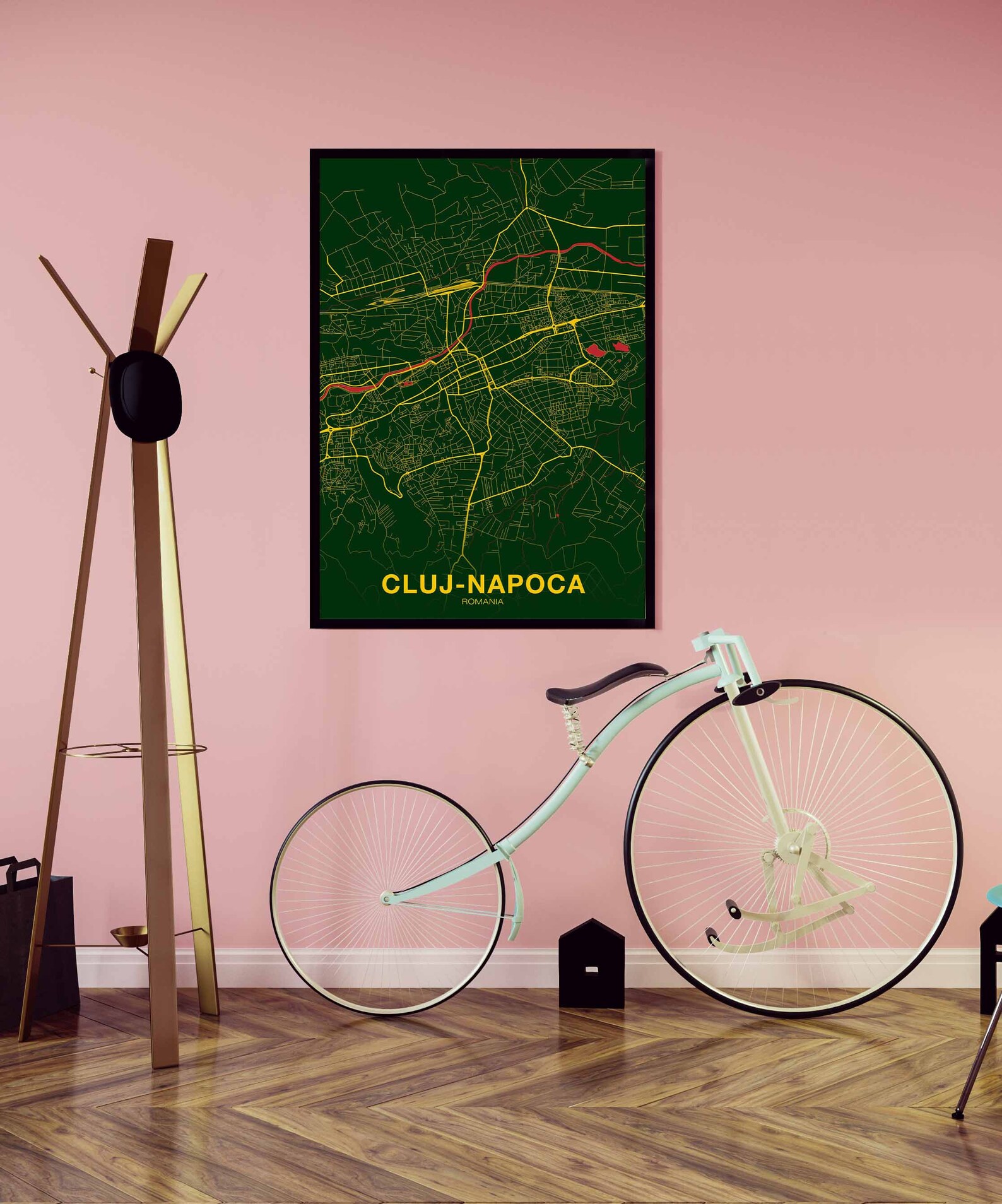 CLUJ-NAPOCA Romania Map Poster Color Hometown City Print Modern Home ...