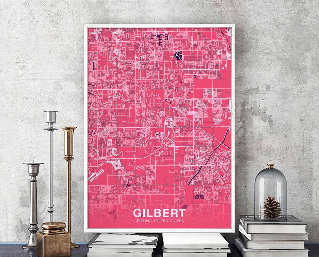 GILBERT Arizona AR US Map Poster Color Hometown City Print Modern Home ...