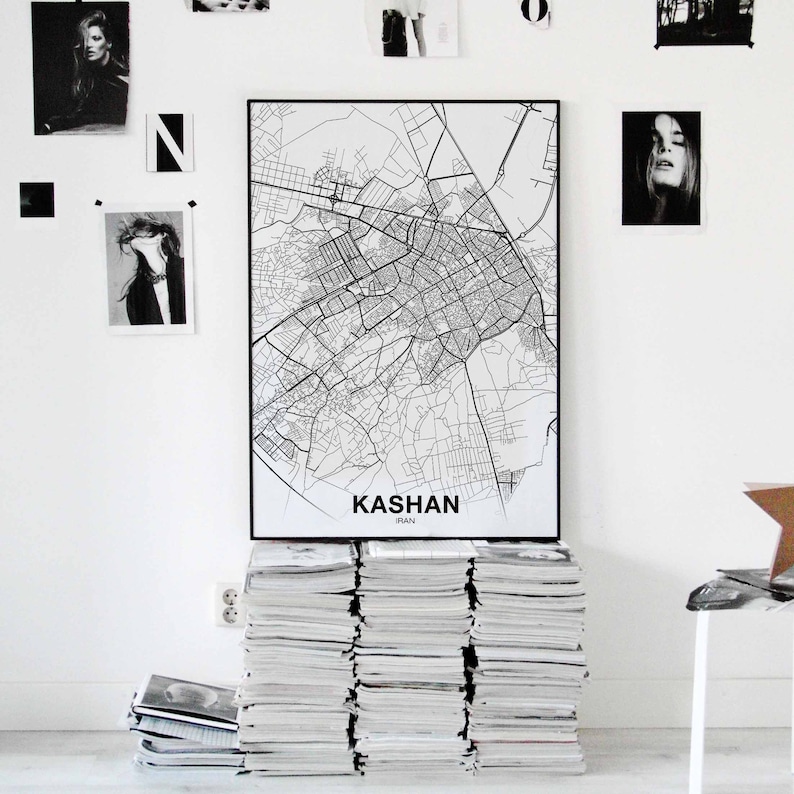 KASHAN Iran Map Poster Hometown City Print Modern Home Decor Office ...