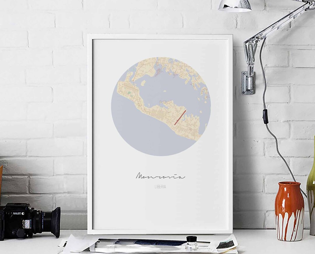 MONROVIA Liberia Map Poster Wall Decor Design Modern Minimal Nordic ...
