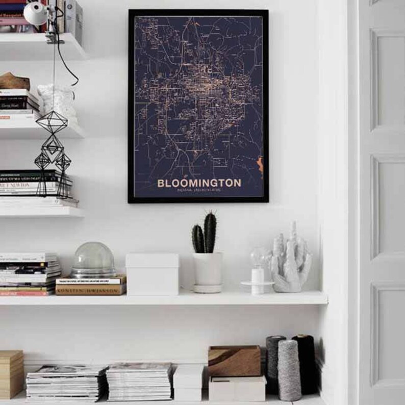BLOOMINGTON Indiana IN US Map Poster Color Hometown City Print | Etsy