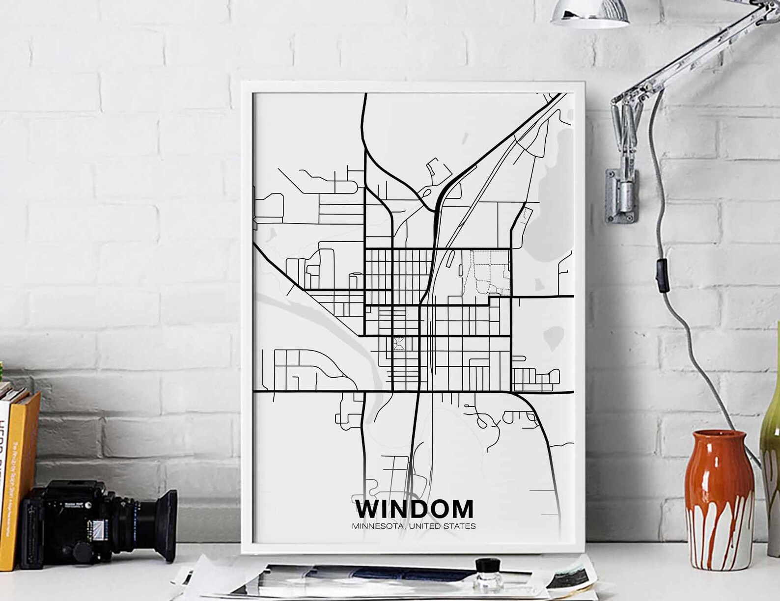 WINDOM Minnesota MN USA Map Poster Black White Hometown City - Etsy