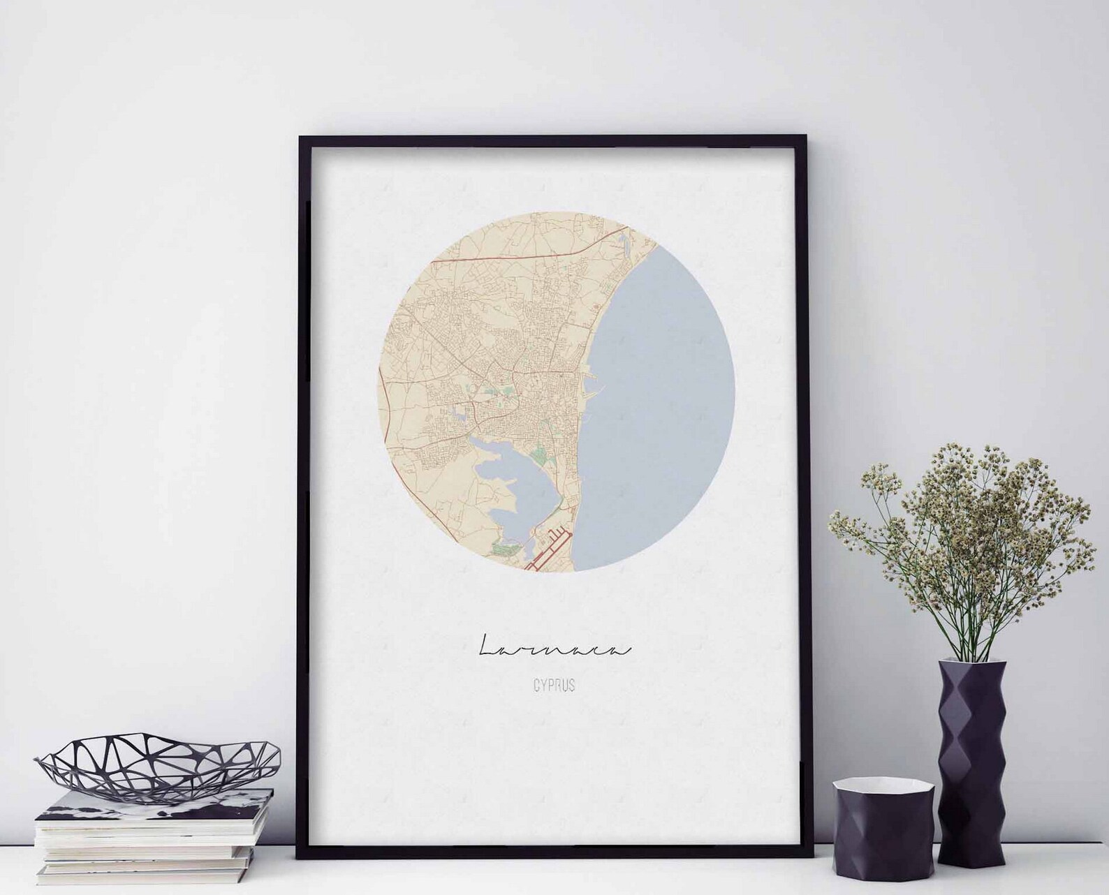 LARNACA Cyprus Map Poster Wall Decor Design Modern Minimal Nordic ...