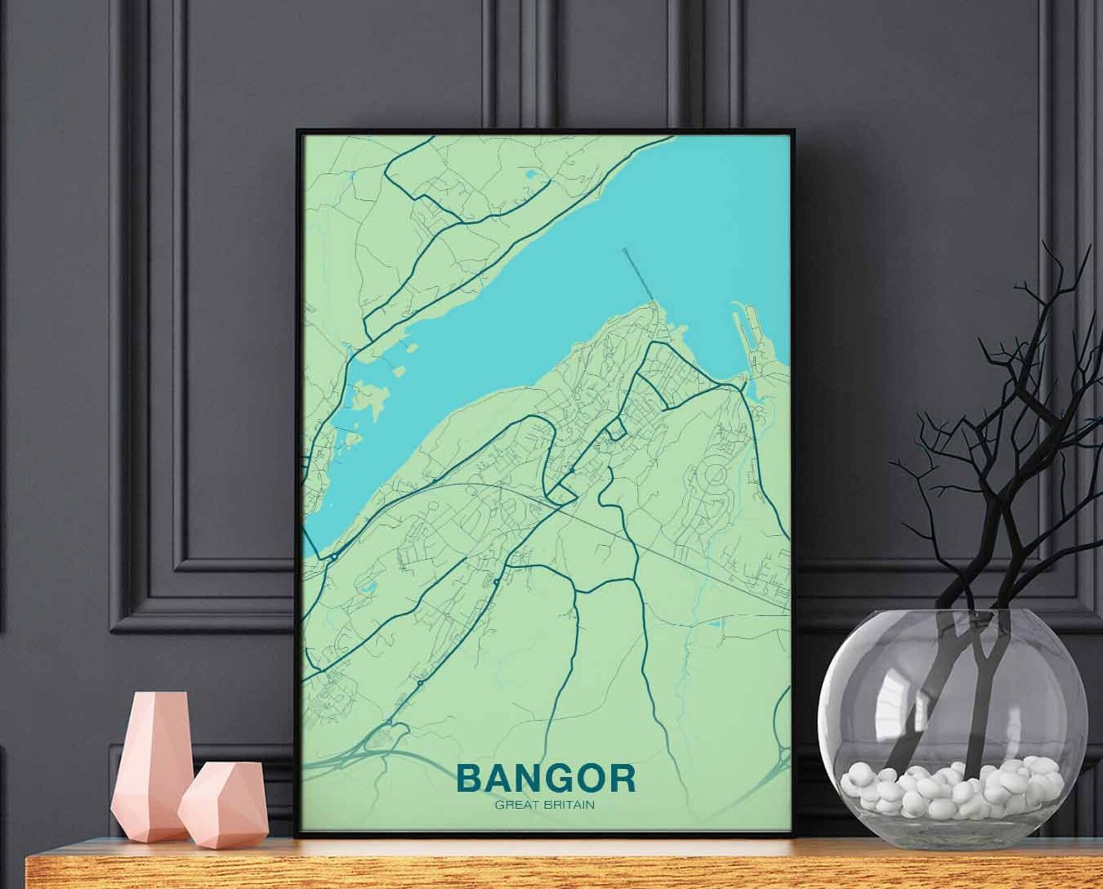 BANGOR Great Britain Poster Color Hometown City Print Modern - Etsy