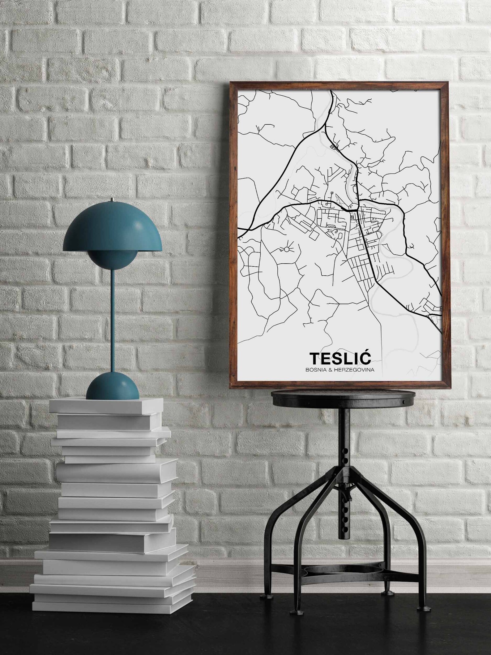 TESLIC Bosnia Map Poster Hometown City Print Modern Home Decor | Etsy