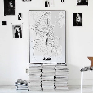 AMAL Sweden Map Poster Black White Hometown City Print Modern Home ...
