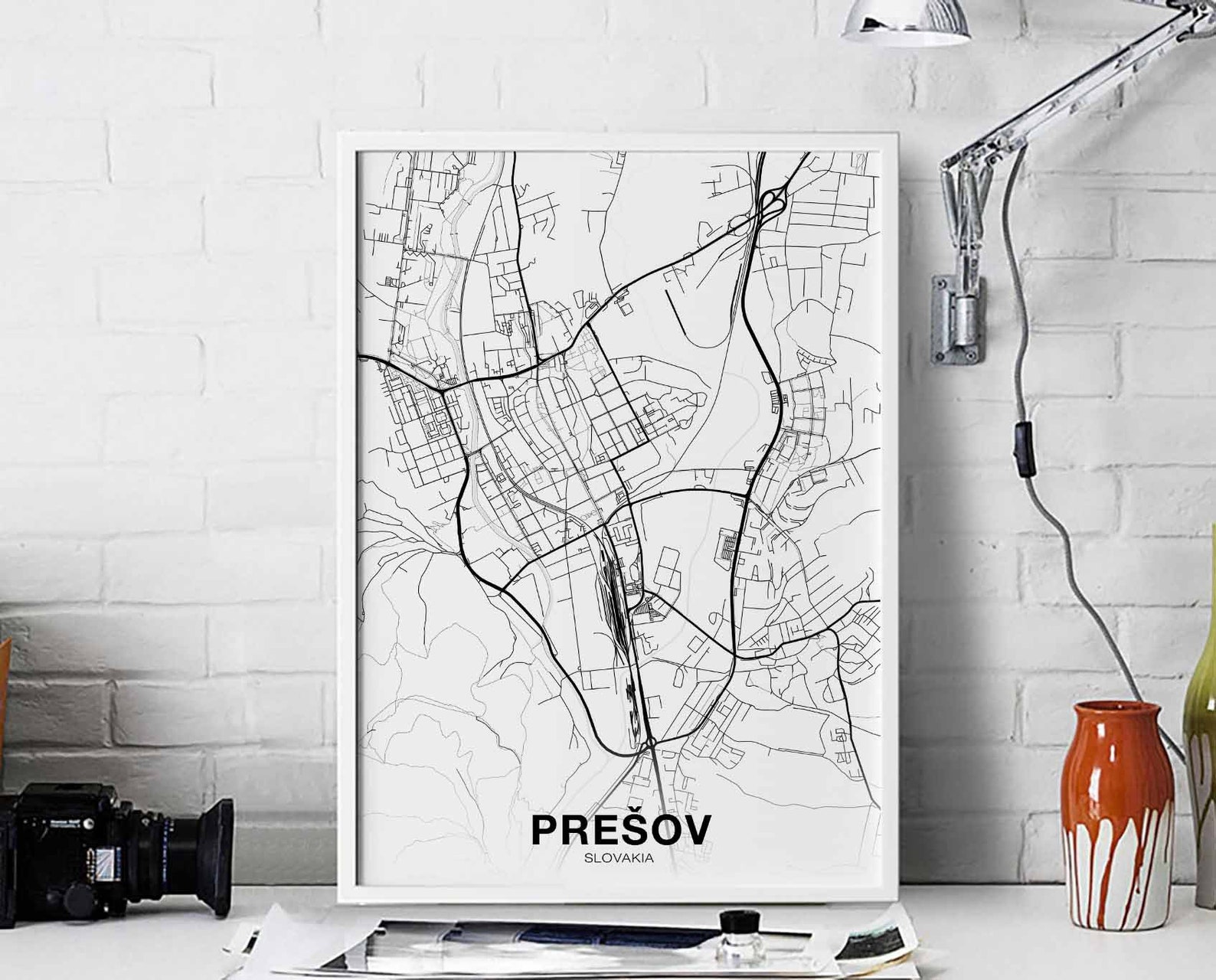 PRESOV Slovakia Map Poster Black White Hometown City Print | Etsy