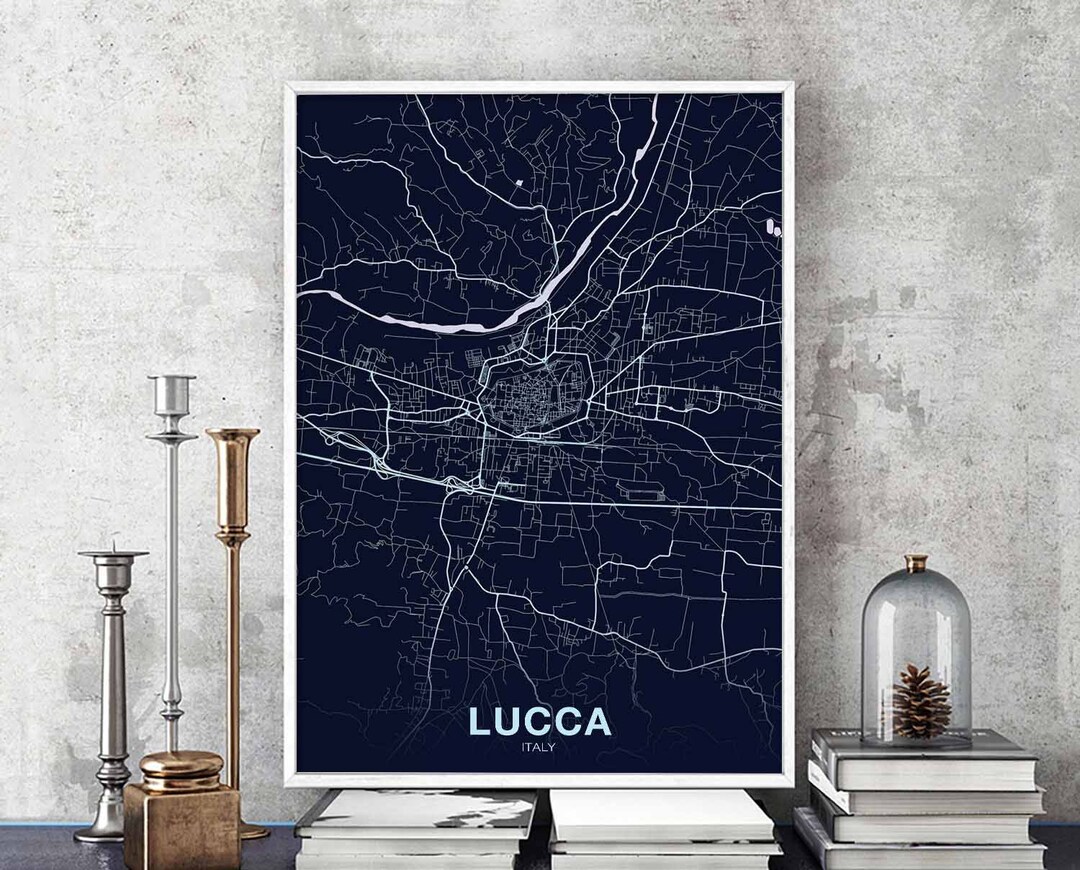 LUCCA Italy Map Poster Color Hometown City Print Modern Home Decor ...