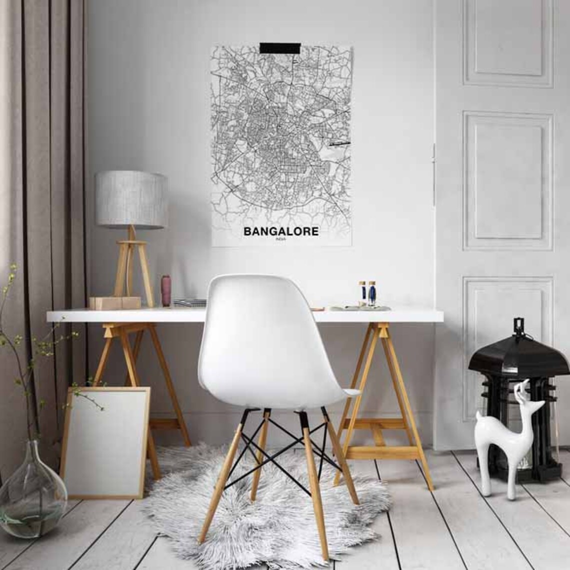 BANGALORE India Map Poster Hometown City Print Modern Home Decor Office ...