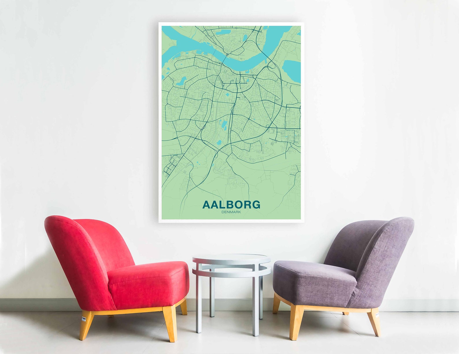 AALBORG Denmark Poster Color Hometown City Print Modern Home - Etsy