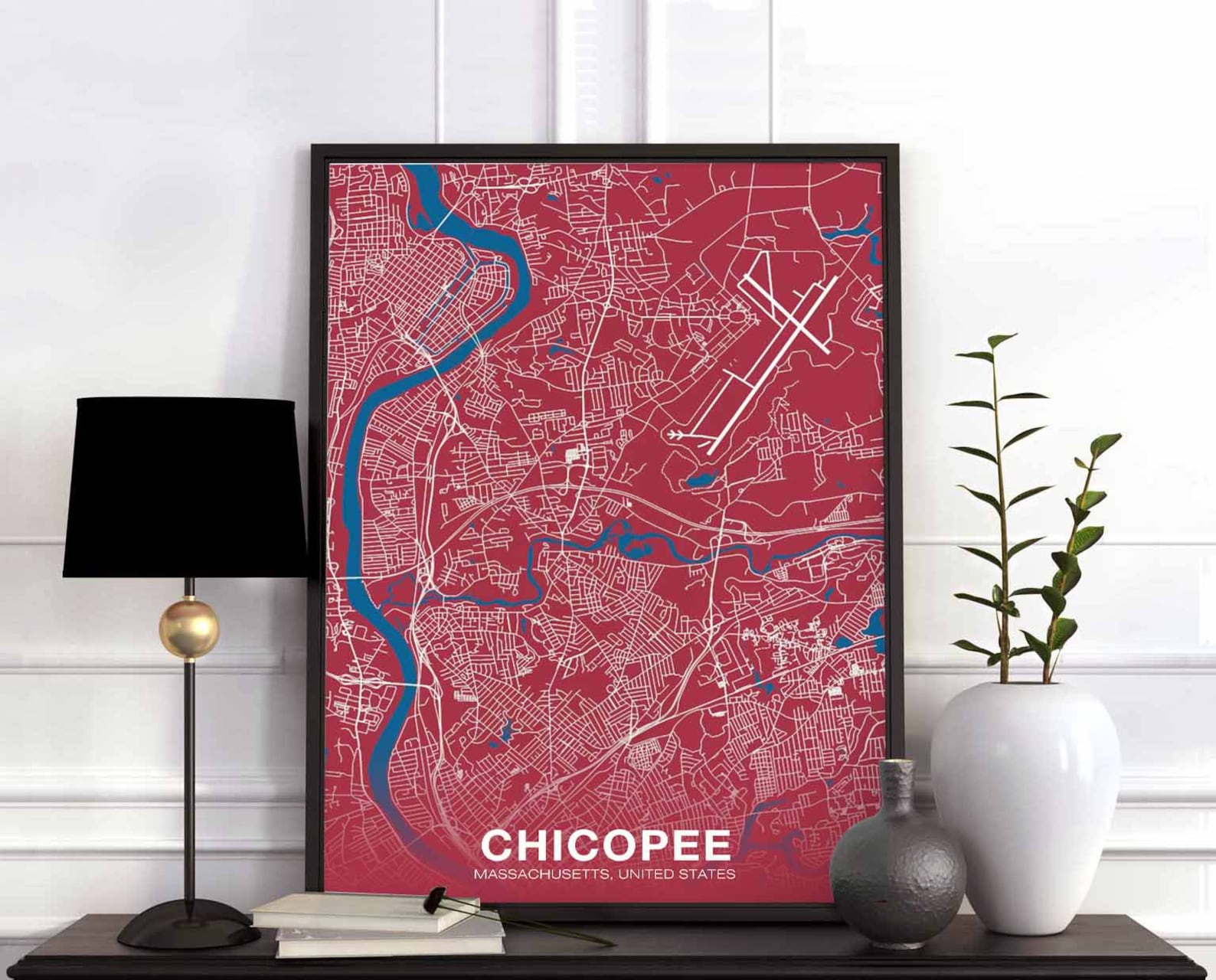 CHICOPEE Massachusetts MA US Map Poster Color Hometown City - Etsy