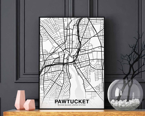 PAWTUCKET Rhode Island RI USA Map Poster Color Hometown City | Etsy