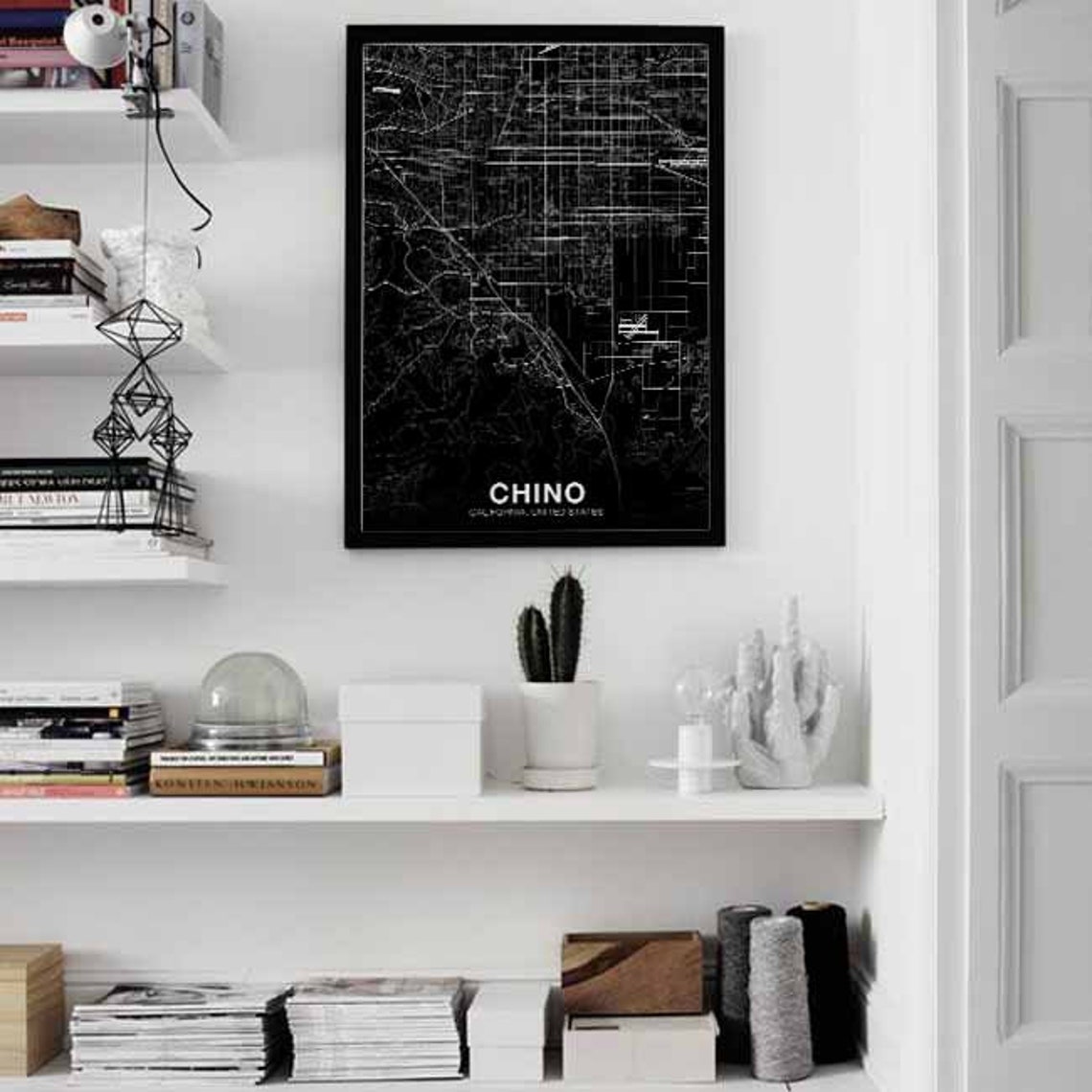CHINO California CA USA Map Poster Black White Hometown City Print ...