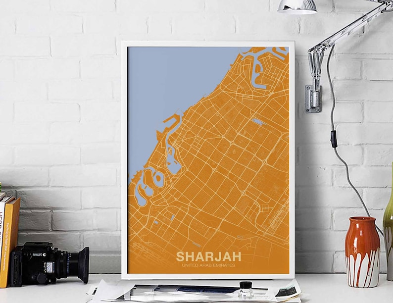SHARJAH United Arab Emirates UAE Map Poster Color Hometown City Print ...