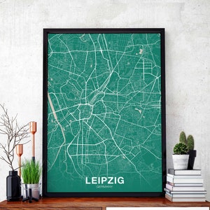 LEIPZIG Germany Map Poster Color Hometown City Print Modern Home Decor ...