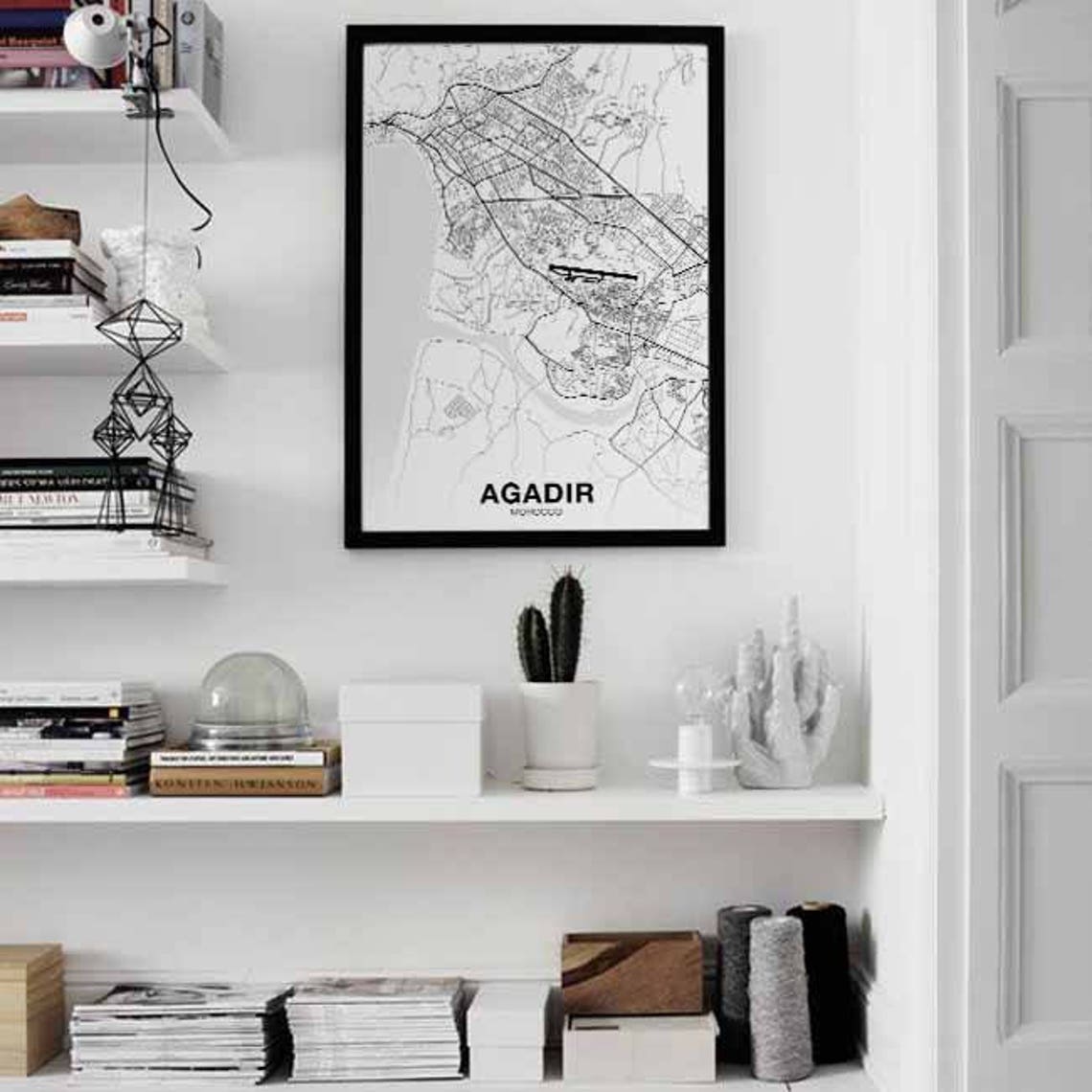 AGADIR Morocco Map Poster Hometown City Print Modern Home Decor Office ...