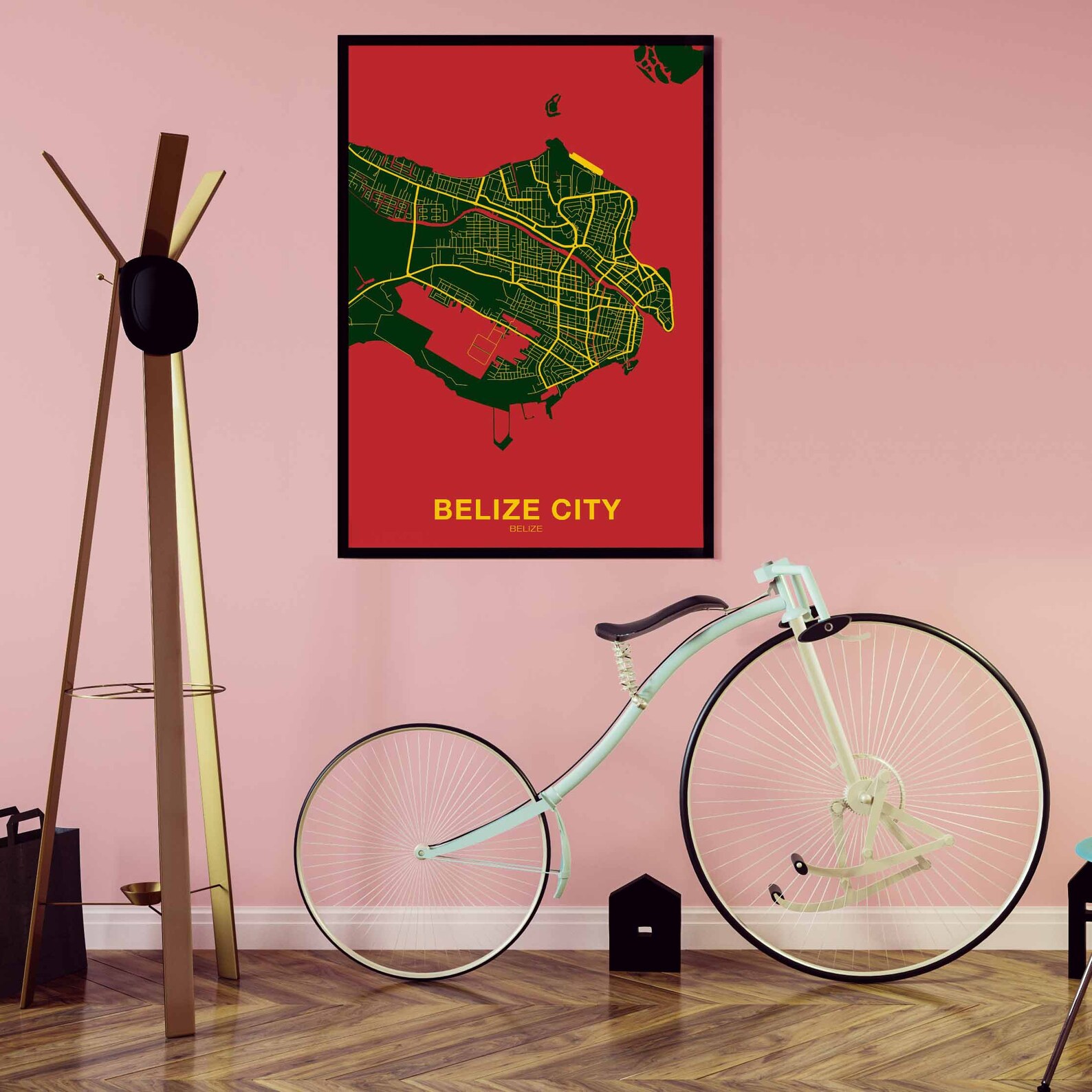 BELIZE CITY Belize Poster Color Hometown City Print Modern Home Decor ...