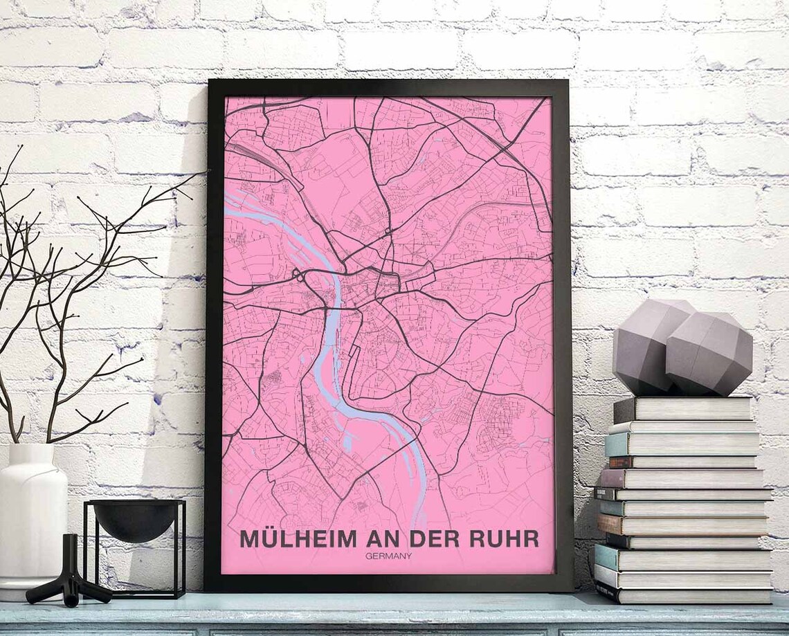 MULHEIM an der RUHR Germany map poster color Hometown City | Etsy