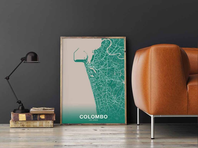 COLOMBO Sri Lanka Map Poster Color Hometown City Print Modern - Etsy
