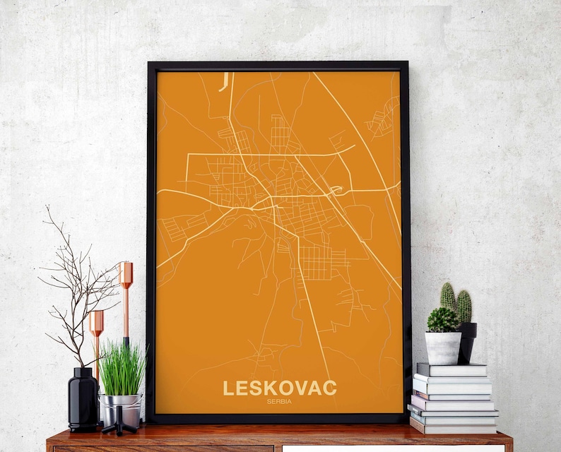 LESKOVAC Serbia Map Poster Color Hometown City Print Modern - Etsy