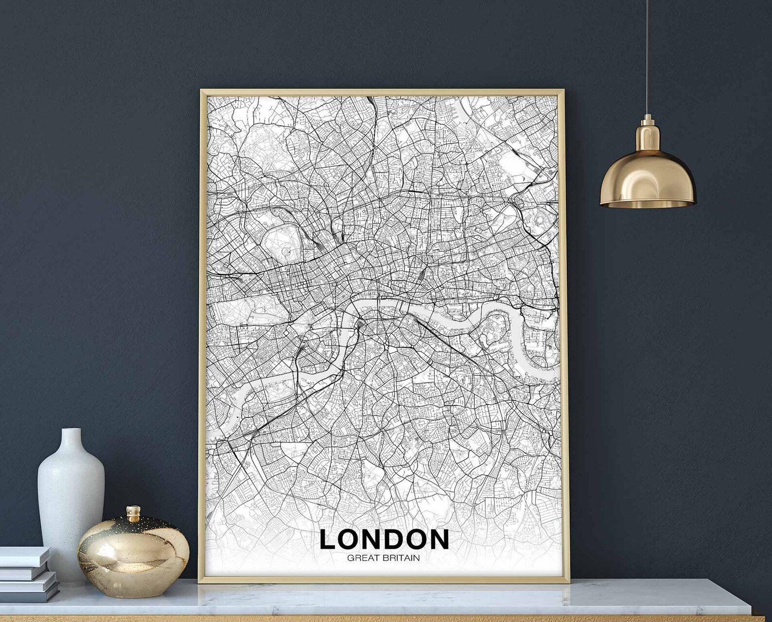 LONDON UK GB Map Poster Hometown City Print Modern Home Decor Office ...