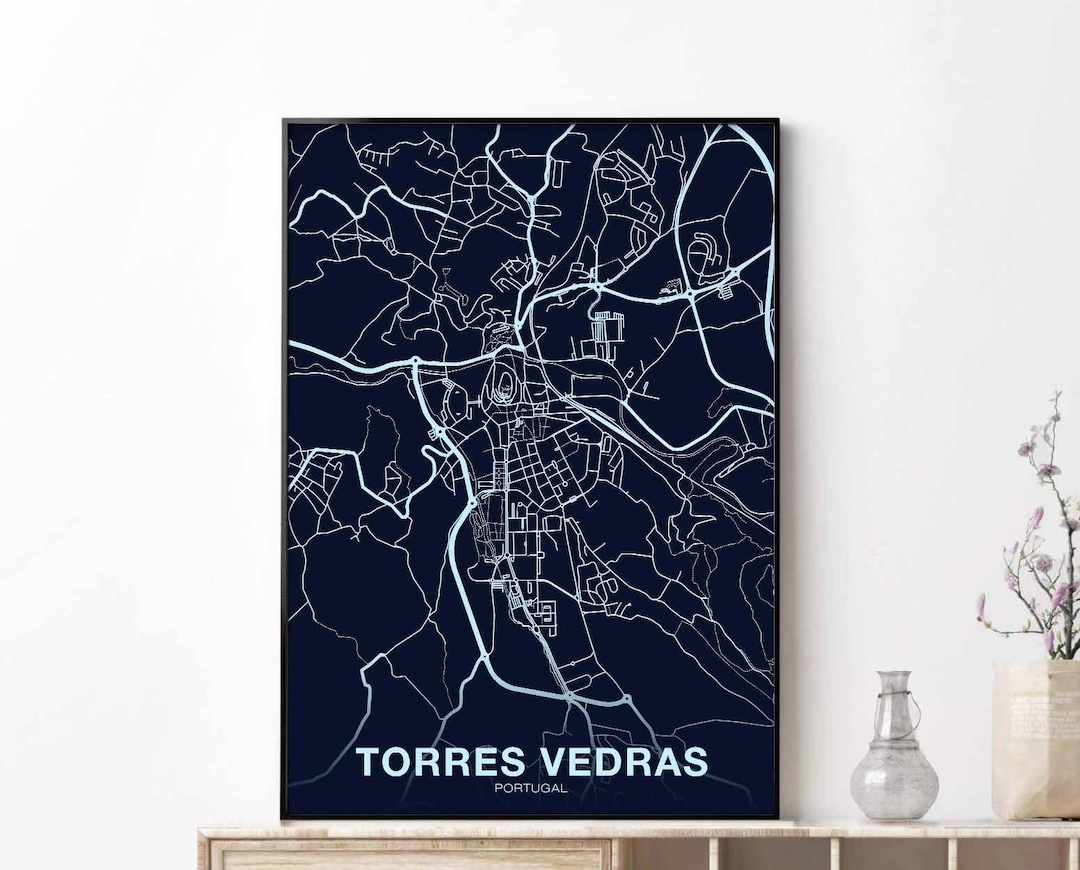 TORRES VEDRAS Portugal Map Poster Color Night Blue Hometown City Print ...