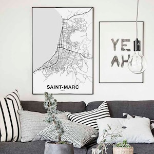 SAINT-MARC Haiti Map Poster Black White Hometown City Print Modern Home ...