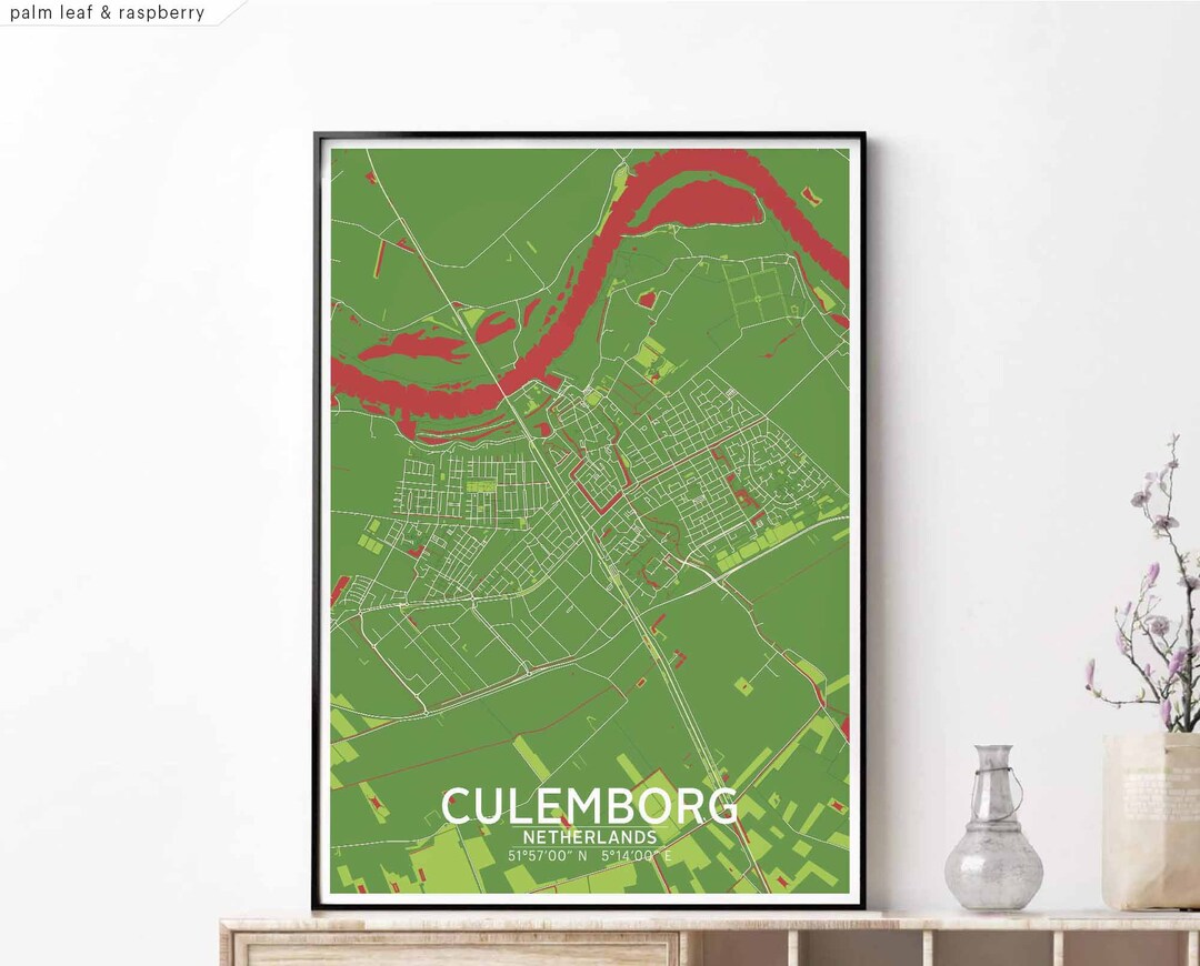 CULEMBORG Netherlands Map Poster Black White Wall Decor Design Modern ...