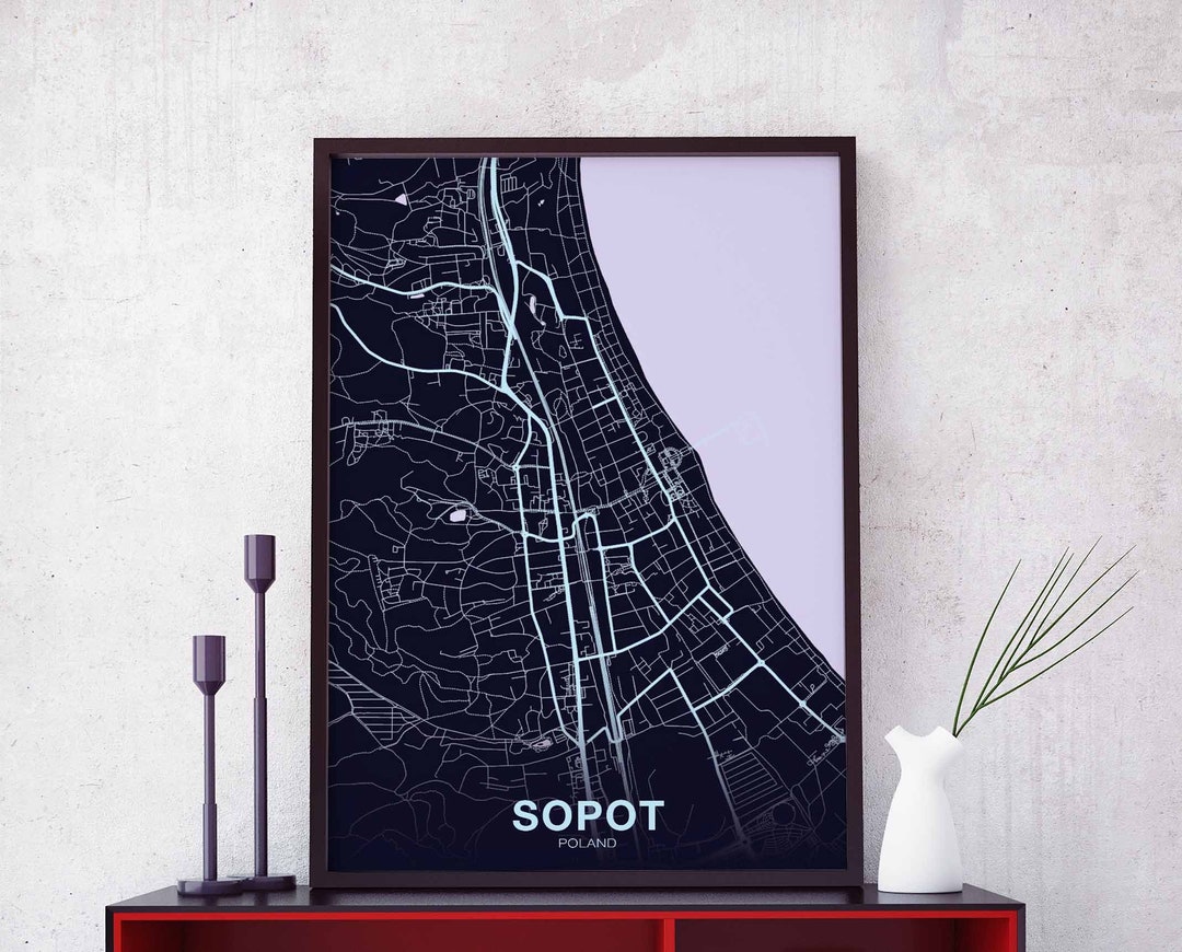 SOPOT Poland Map Poster Color Hometown City Print Modern Home Decor ...