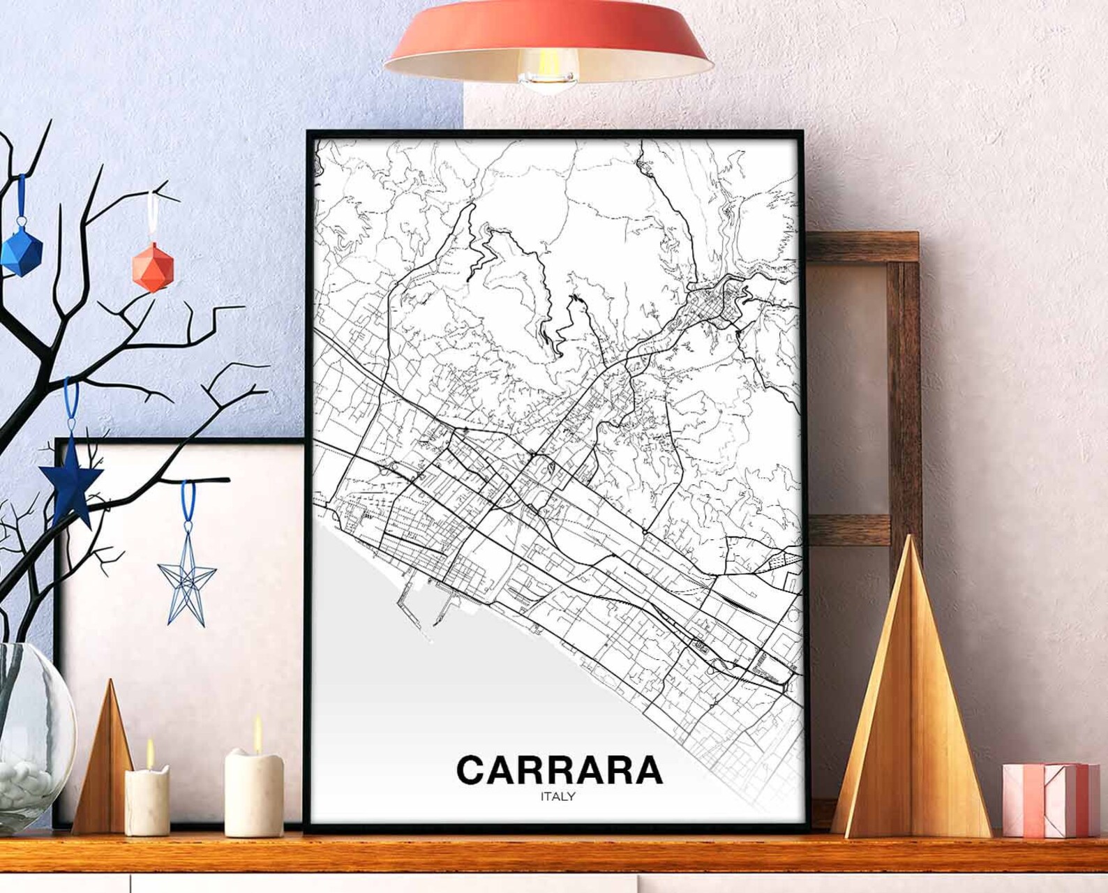 CARRARA Italy Map Poster Hometown City Print Modern Home Decor | Etsy