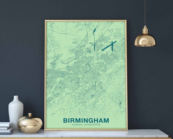 BIRMINGHAM Alabama AL USA Poster Color Hometown City Print | Etsy