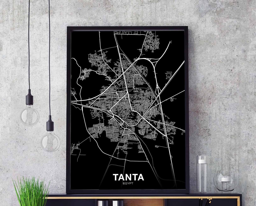 TANTA Egypt Map Poster Black White Hometown City Print Modern Home ...