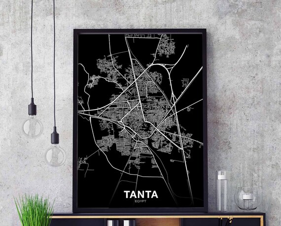TANTA Egypt Map Poster Black White Hometown City Print Modern | Etsy