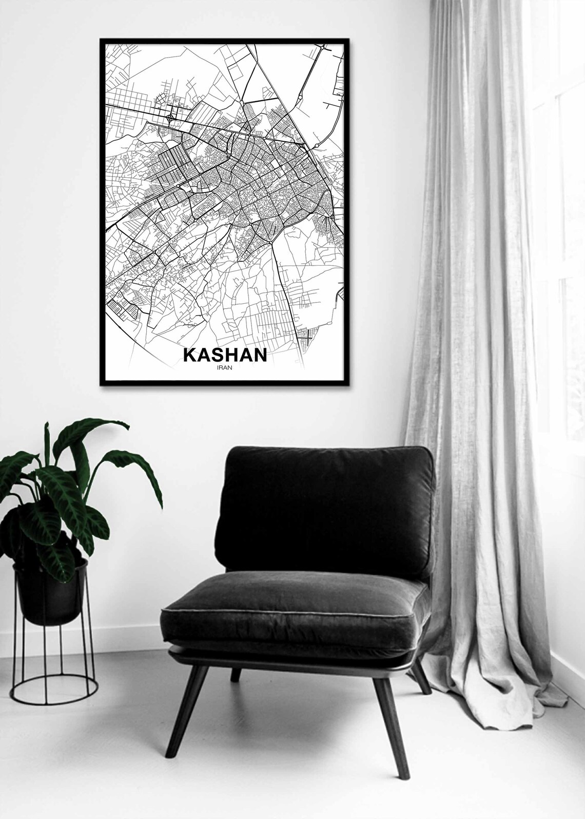 KASHAN Iran Map Poster Hometown City Print Modern Home Decor Office ...