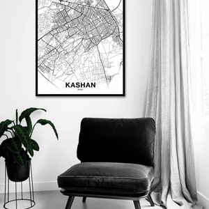 KASHAN Iran Map Poster Hometown City Print Modern Home Decor Office ...