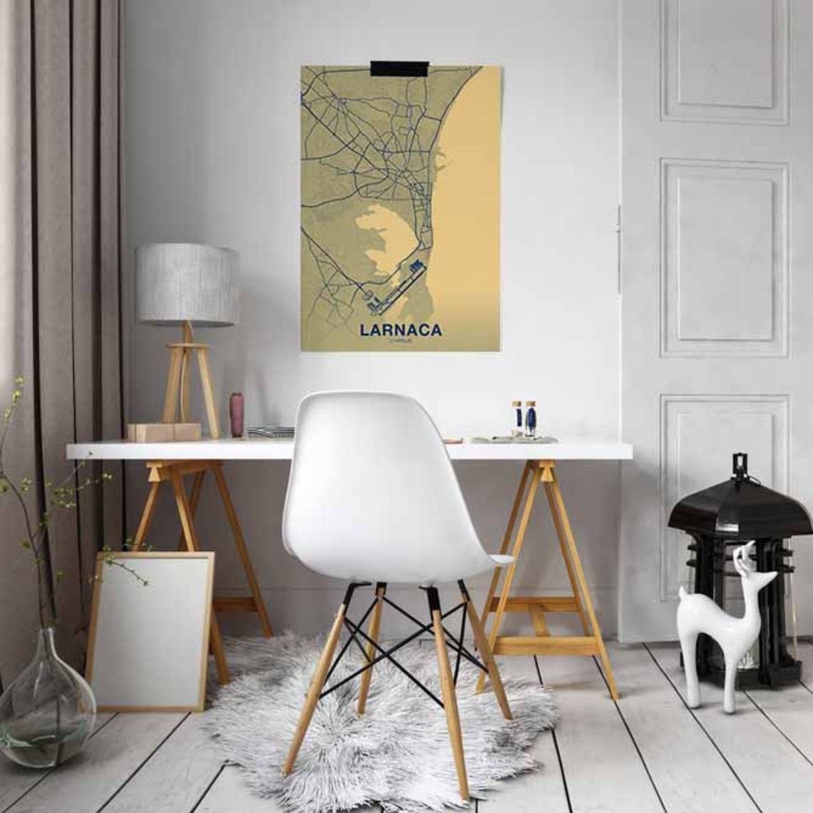 LARNACA Cyprus Map Poster Color Hometown City Print Modern Home Decor ...